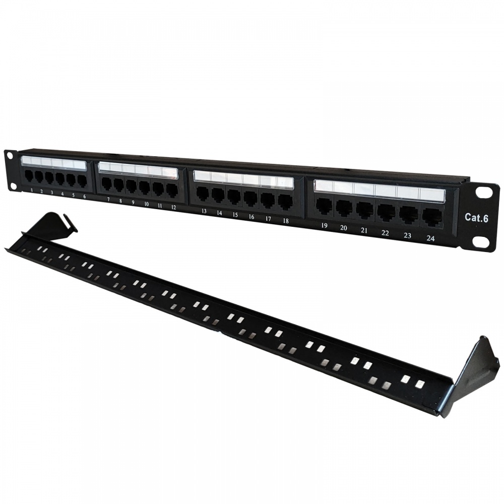 24 Port 19" Rack Mount RJ45 CAT6 Gigabit Patch Panel 1U UTP with Back ...